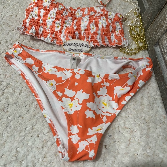 Cupshe | Swim | Cupshe Bandeaus Floral Smock Padded Bikini Small | Poshmark